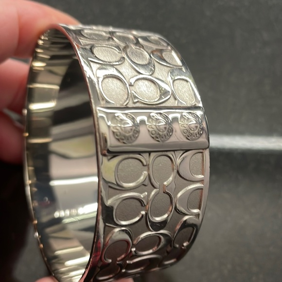 Coach | Jewelry | Coach Silver Legacy Signature C Wide Bangle Bracelet ...
